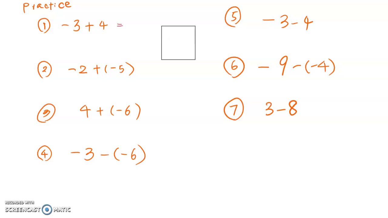 Four Operations with Negative numbers