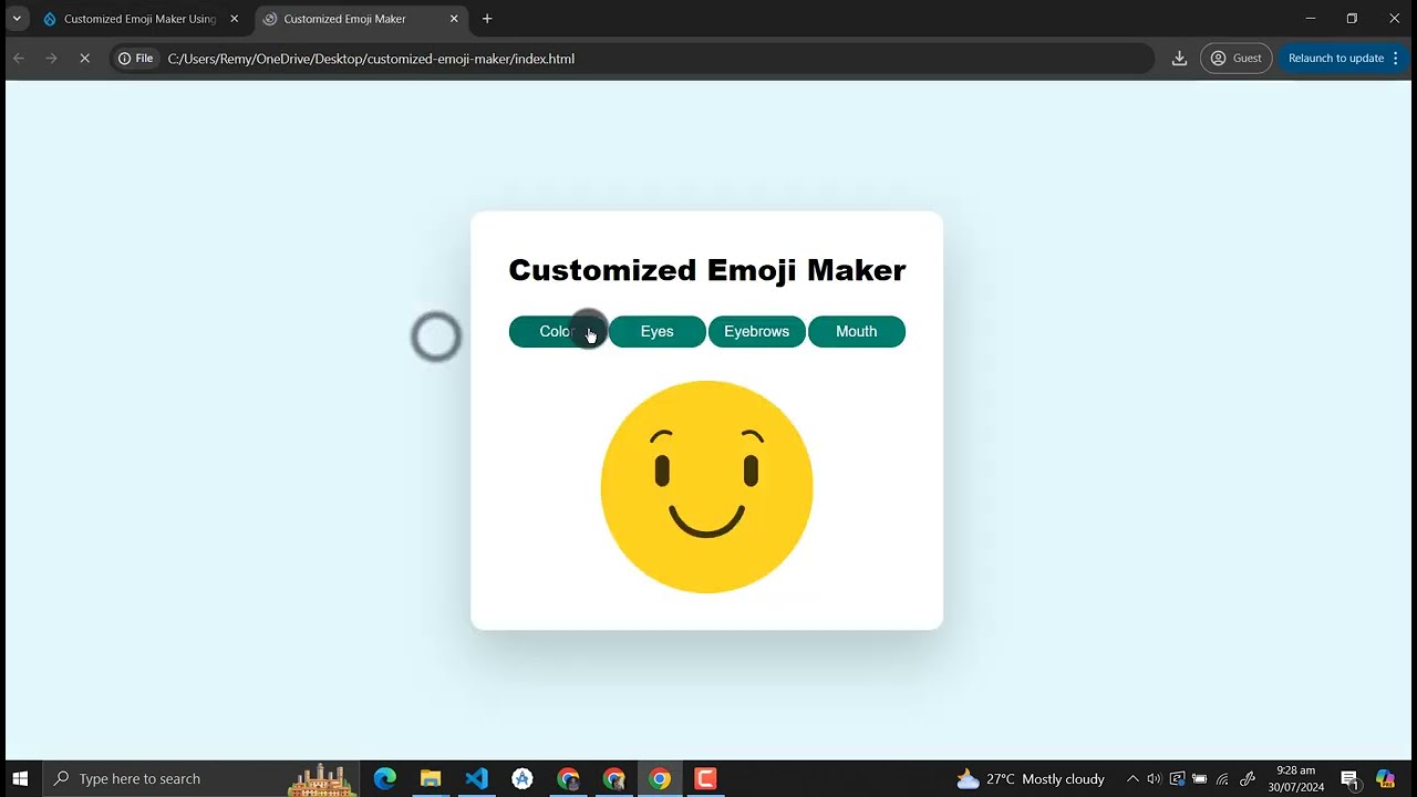 Customized Emoji Make Using HTML, CSS and JavaScript with Source Code