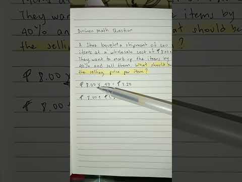 How to compute for mark up and selling price: Business Math Question