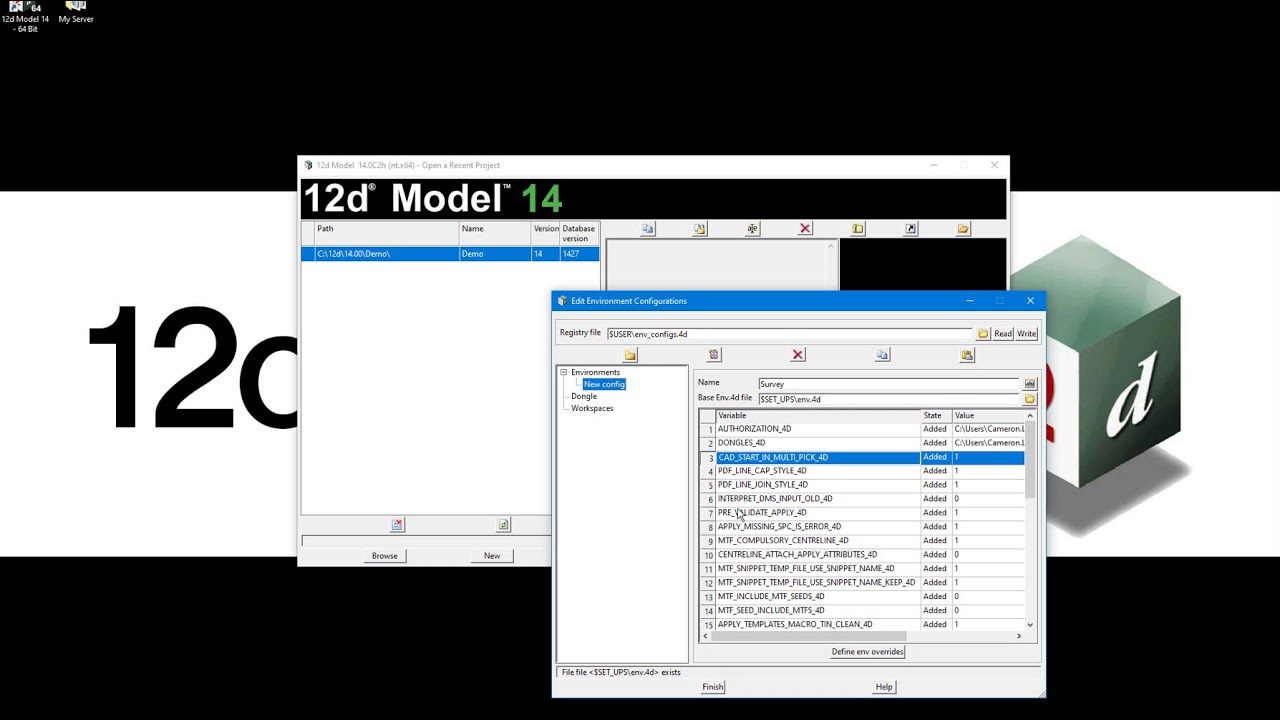 Env_configs.4d - Environments (Installing and Configuring 12d Model)