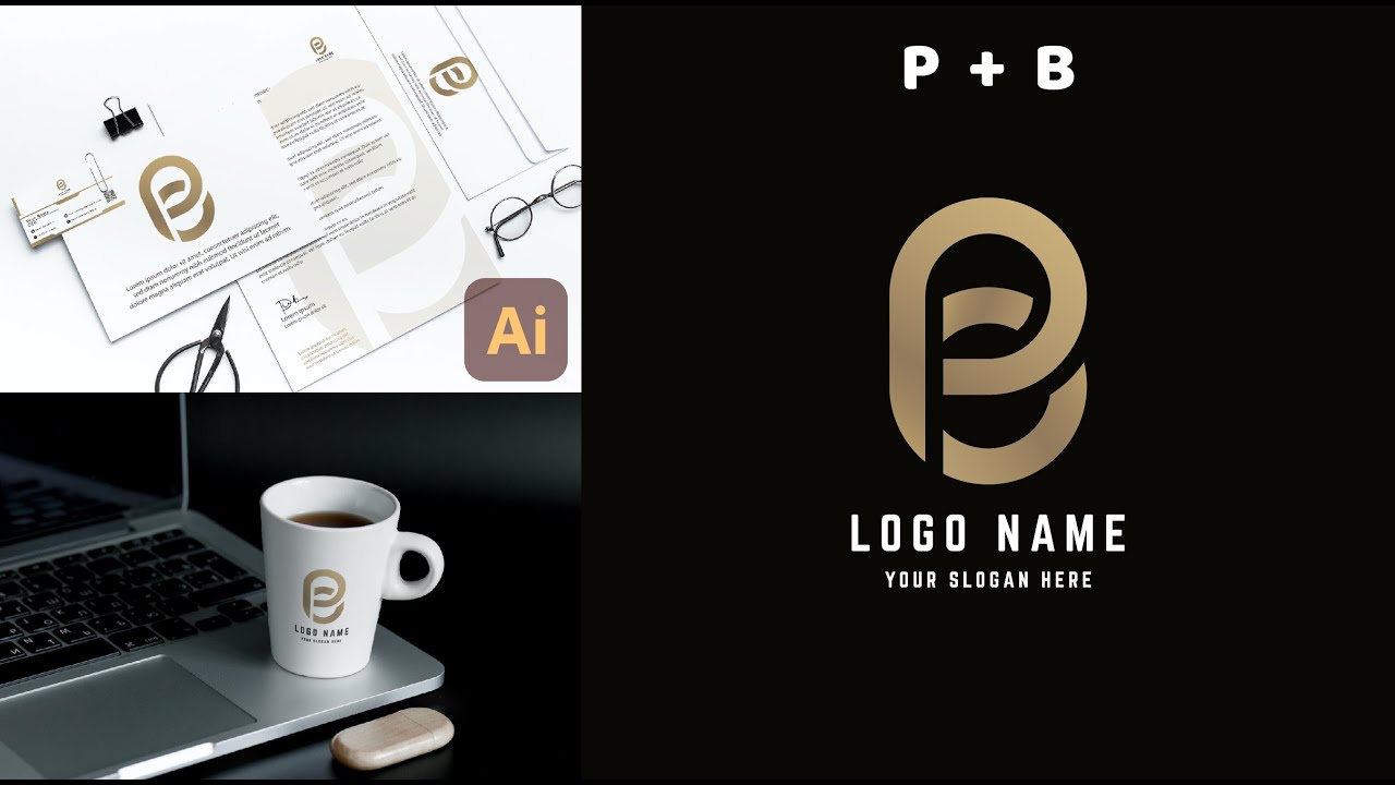LogoGrid (16) Letter PB monogram logo design with a grid method - Adobe Illustrator Tutorial