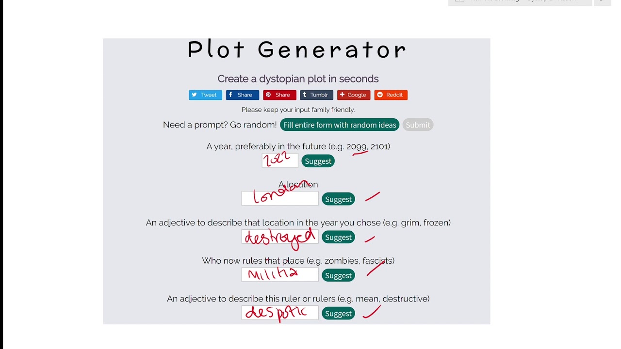 Short Story Plot Generator Task
