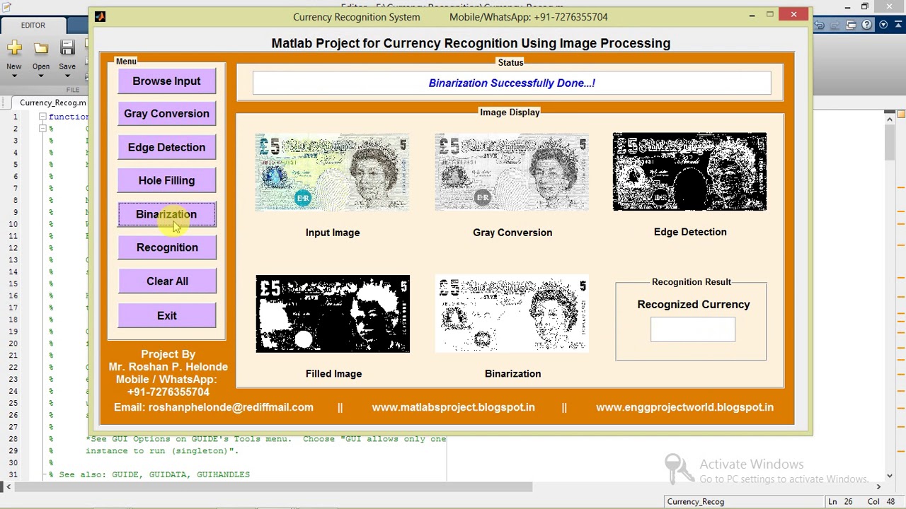 Matlab Code for Currency Recognition Using Image Processing Full Source Code