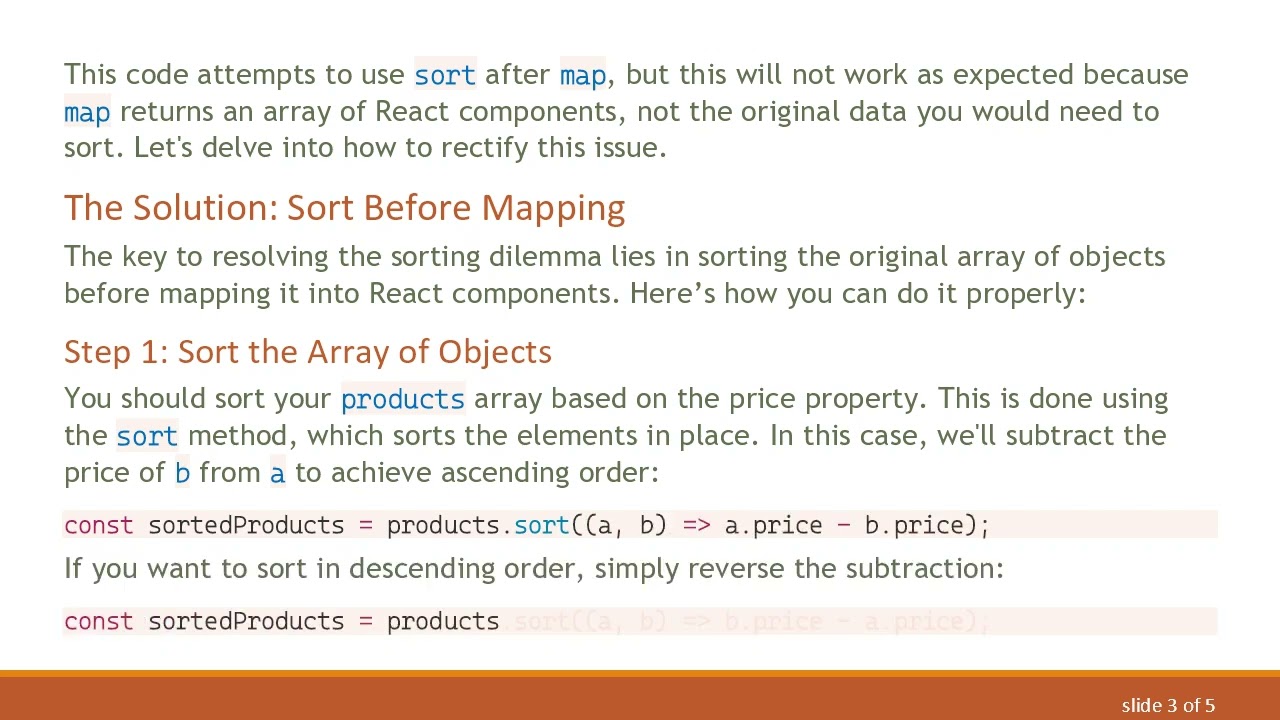 How to Sort an Array Using the Map Method by Props in JavaScript/React
