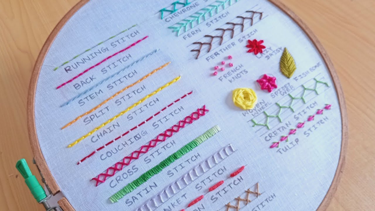 21 Basic Hand Embroidery Stitches Sampler That Absolute Beginners