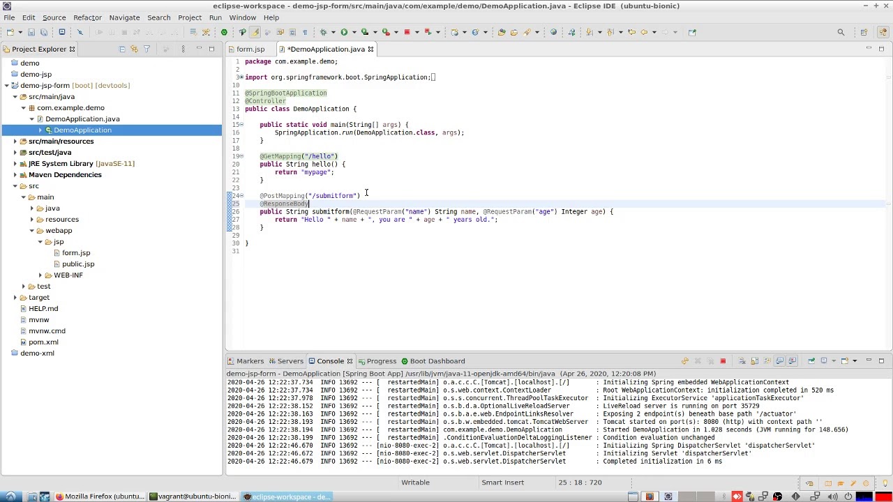Spring Boot Web MVC: JSP Form