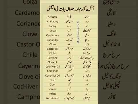 “Spices & Grains Vocabulary in English | Learn with Urdu Meaning”#learnenglish #spokenenglish