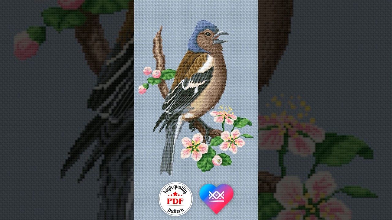 Spring Bird Cross Stitch Pattern #embroidery #crossstitch #birds #flosstube #wonderlandukraine #diy