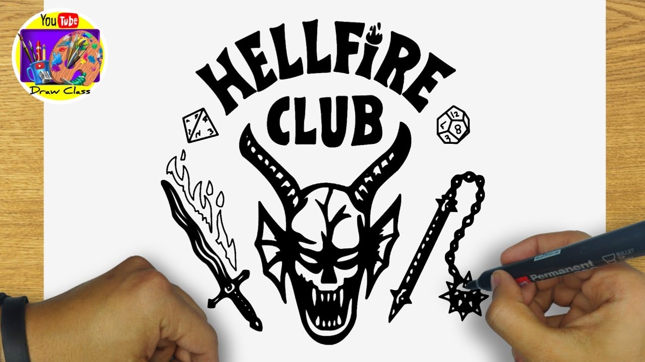 HOW TO DRAW HELLFIRE CLUB LOGO | STARRING THINGS 