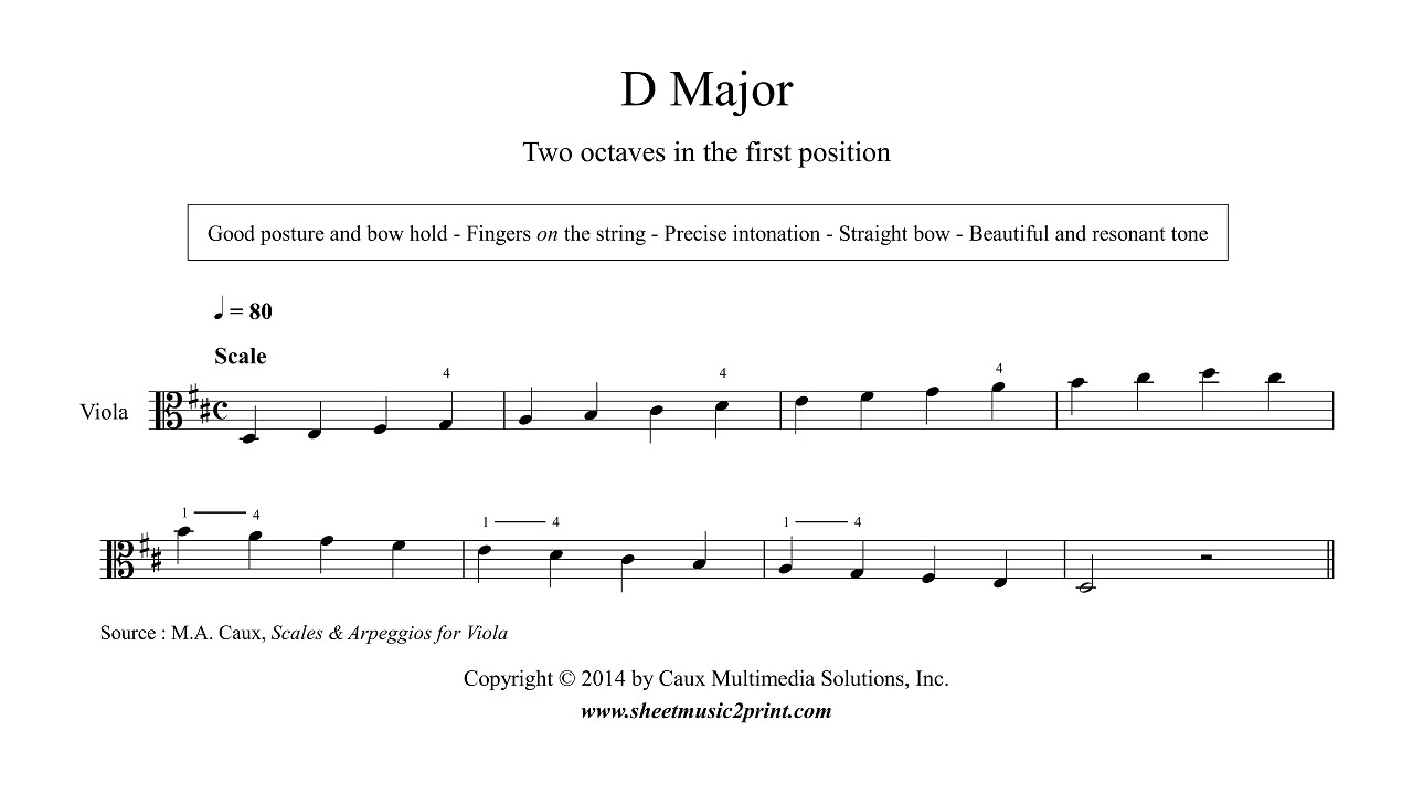Viola : D Major Scale & Arpeggio - Grade 2