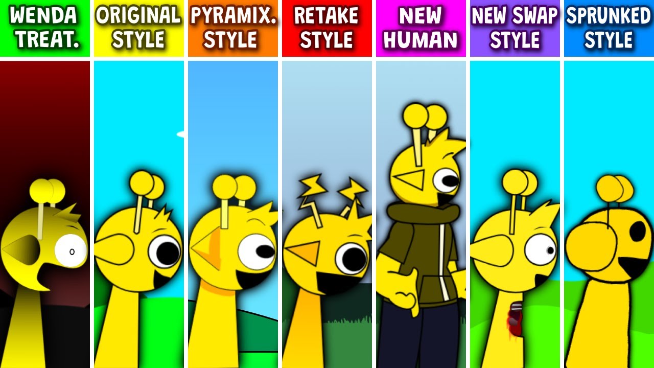 Sprunki WENDA Treatment VS Original / Pyramixed / Retake / New Human / New Swap / Sprunked STYLE