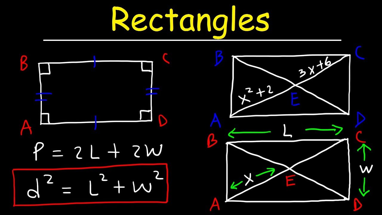 Rectangles - Properties of Parallelograms, Special Quadrilaterals - Geometry