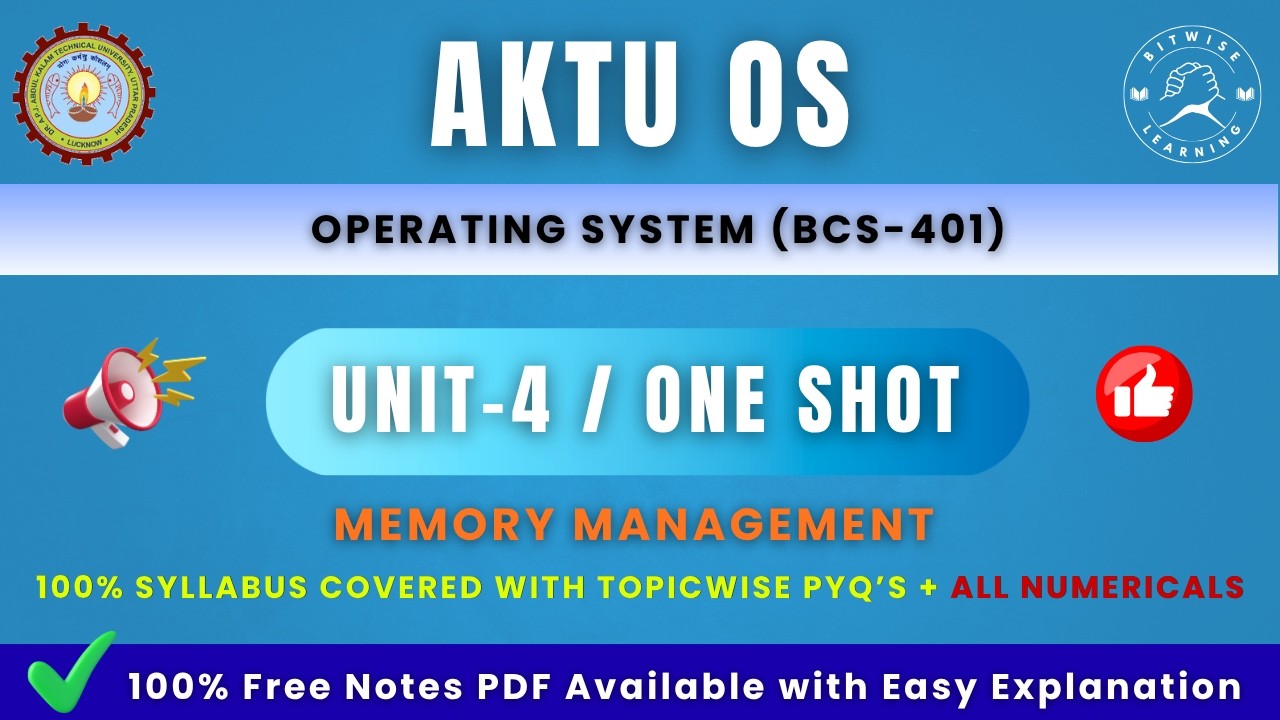 Operating System Unit 4 One Shot | Memory Management AKTU Complete Revision 2026