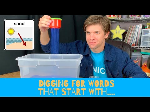 Core words and digging in sand for mini's with Mister Clay/ educational videos for kids/ AAC