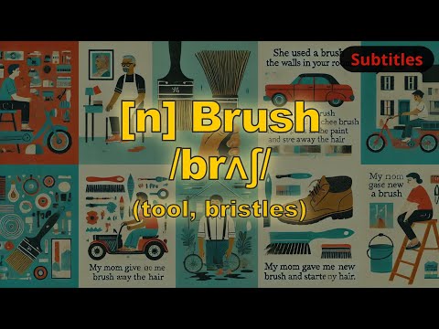 [n] Brush meaning (tool, bristles) with 5 examples