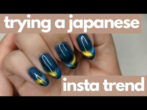 trying a japanese trend - french ombre cat-eye nail design