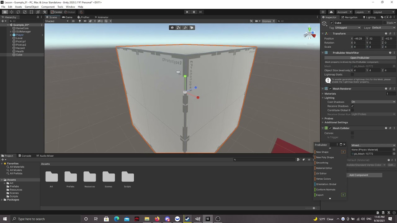 Unity Lesson 05 - Probuilder Tools 01