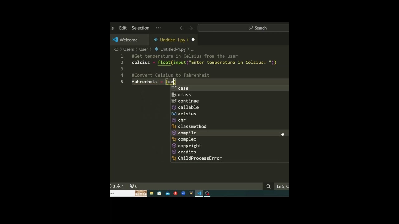 Celsius to Fahrenheit Conversion in Python! 🌡️