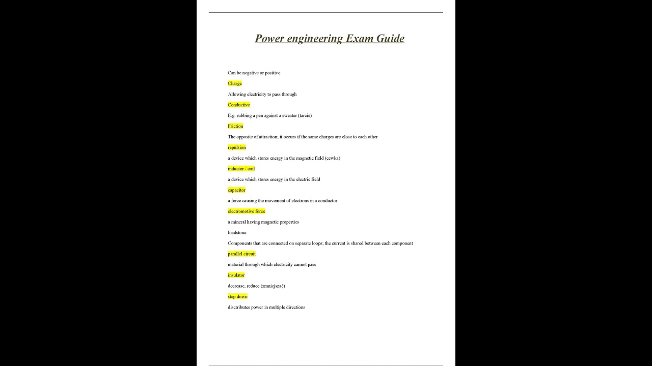 Power engineering Exam Guide Answered Correctly pdf