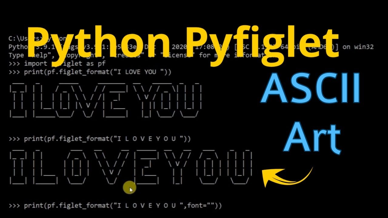 Create ASCII art in Python using Pyfiglet | python programming |Code Problem