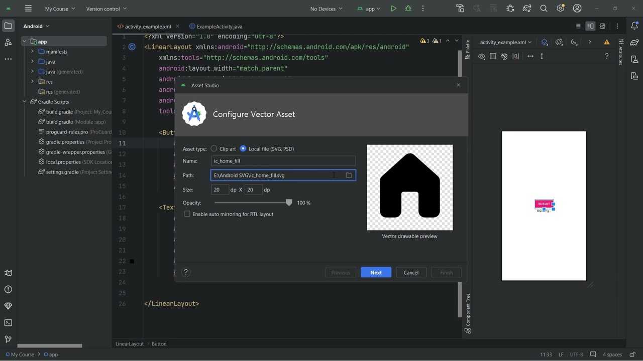 How To Import SVG Image Icon Into Android Studio - Add SVG Icon In Android App