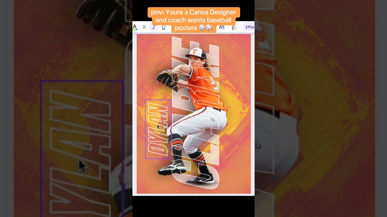 Designing a baseball poster in Canva #sportsposter #baseballedit #seniorphotos