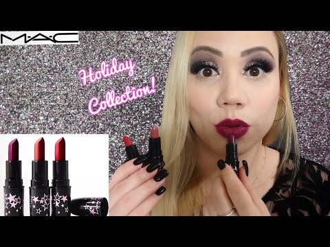 New!MAC Lucky Stars Lipstick Set •VIBRANT Review/Swatches/Demo/try on• fair skin• Holiday Collection
