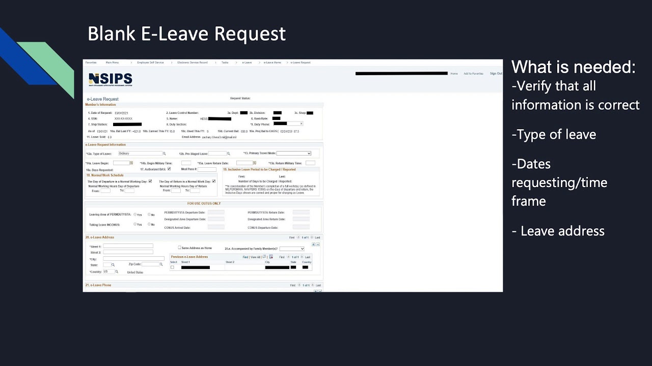 Navigating NSIPS:  E-Leave Requests