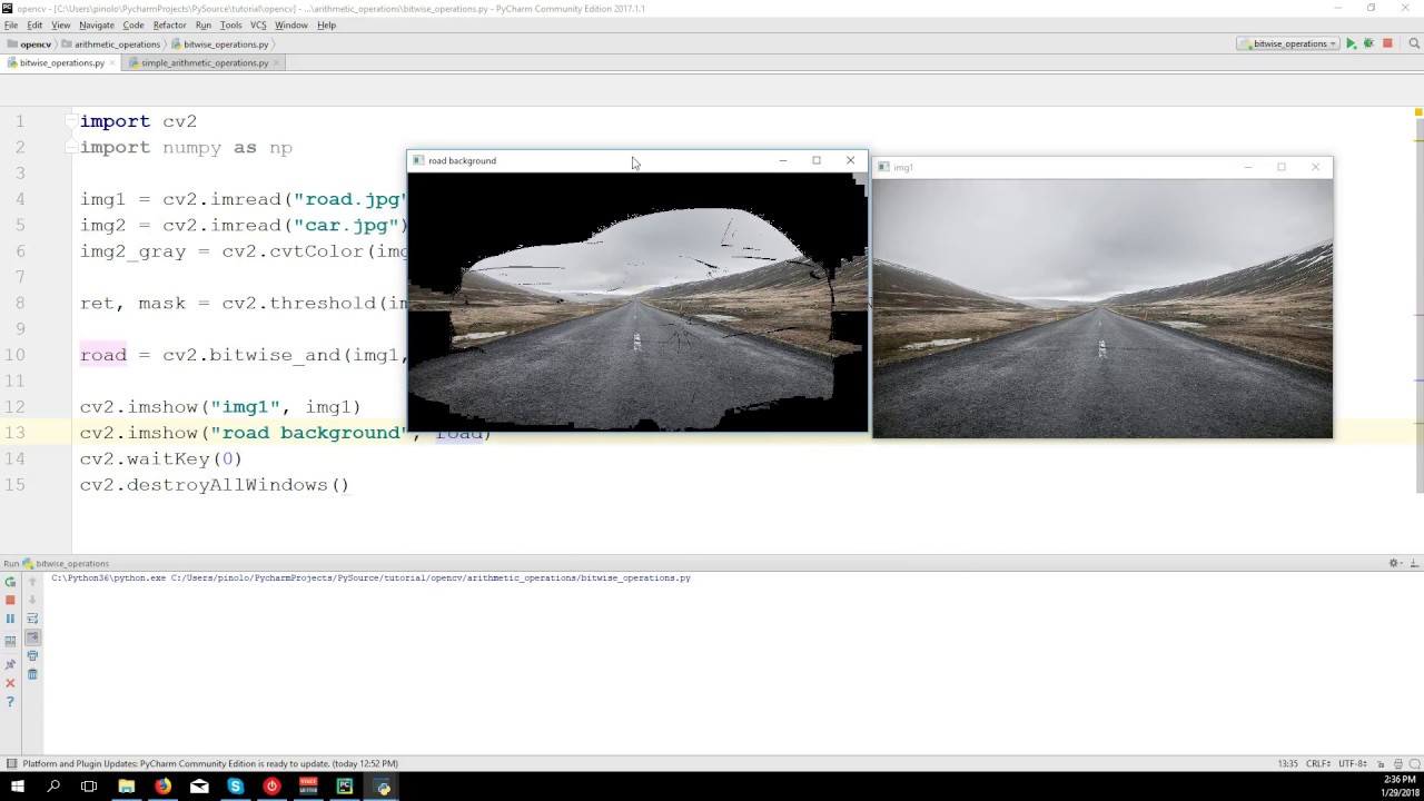 Blending images - OpenCV 3.4 with python 3 Tutorial 6