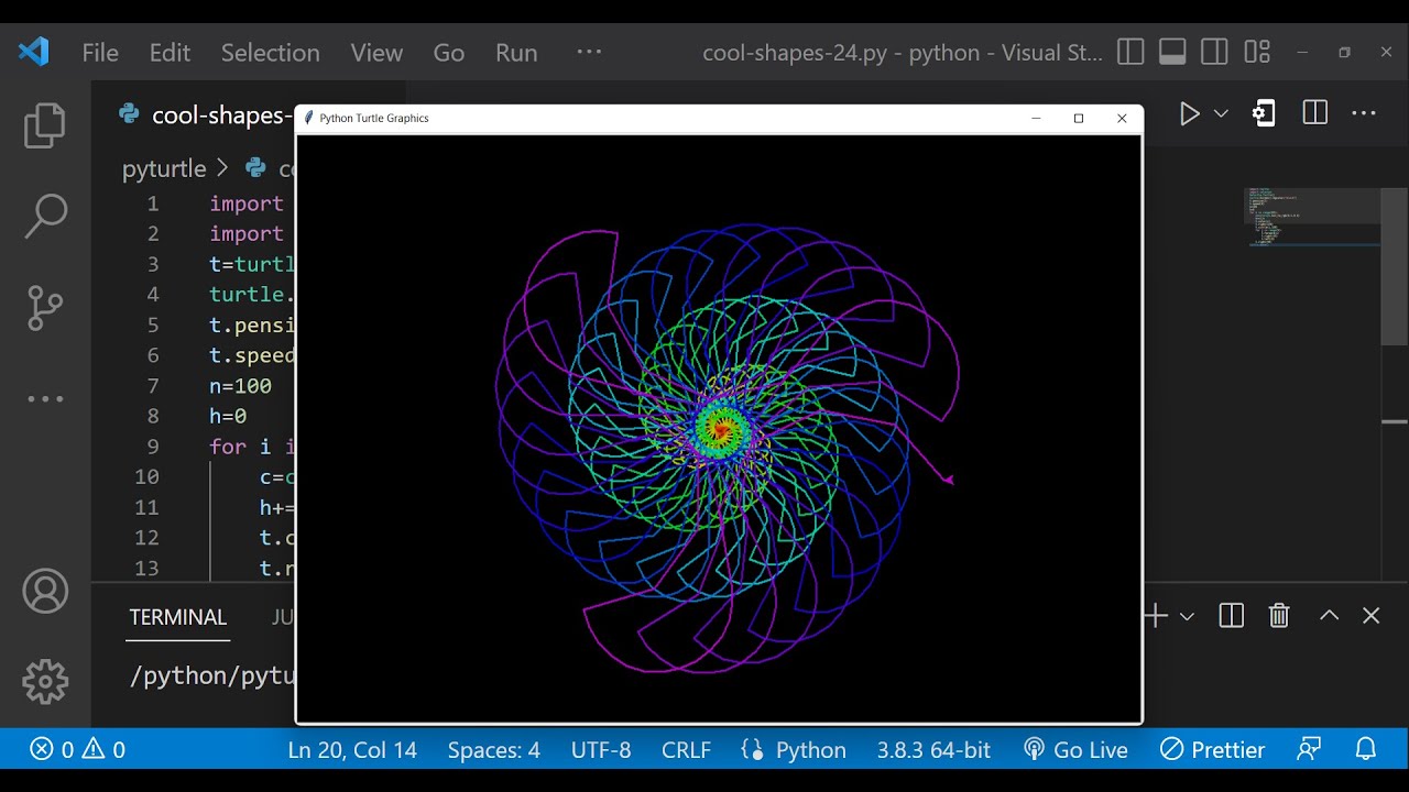 Python Turtle Graphics - 34 | Cool Shape Drawing | Python Turtle Video | Learnonpy | @Python_Shorts