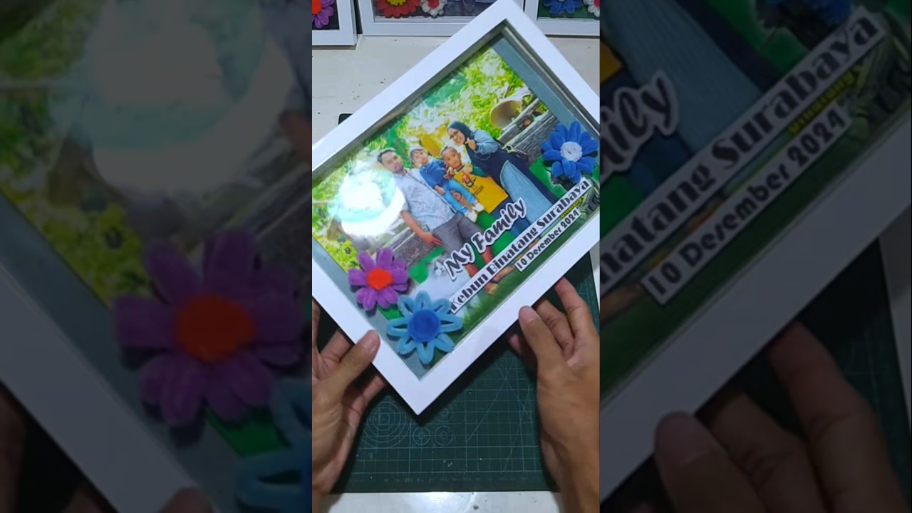 Foto 3D Ukuran 10R Dengan Bunga #3d #art #frame #foto #diy #kawatbulu