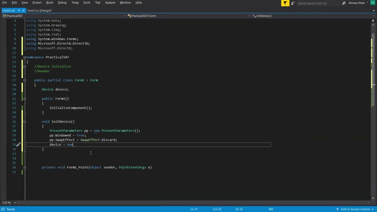 507:  P1-  Setup DirectX 11, Window Framework and Initialize Direct3D Device