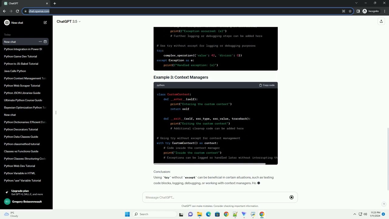 can i use try without except in python
