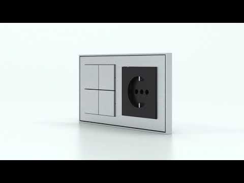 Basic Pushbutton (NO LED) and socket point for 2-fold plate (60x55 mm module)