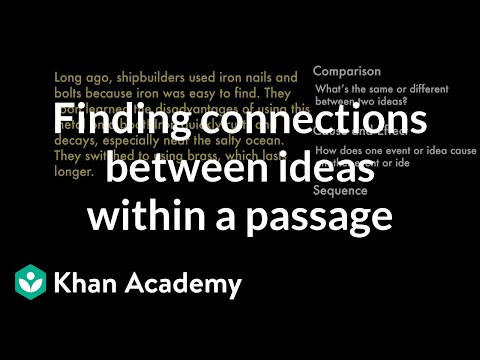 Finding connections between ideas within a passage | Reading (video ...