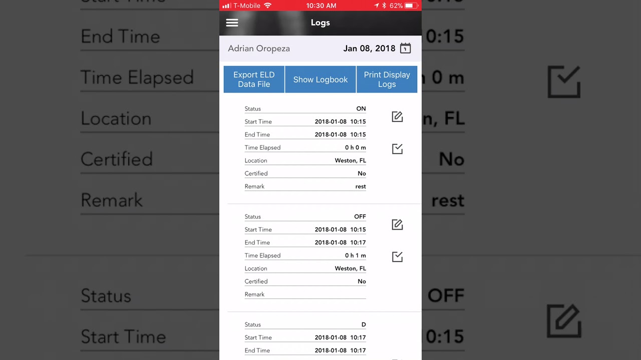 Mondo HOS iOS App - How to Edit Driver Logs