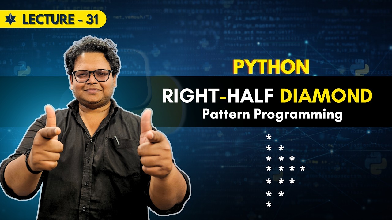 Right Half Diamond Pattern in Python | Pattern Programming | Zero to Placement