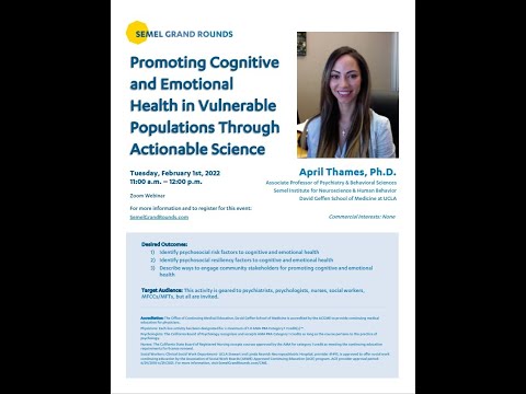 Semel Grand Rounds, 2022-02-01, Dr. April Thames