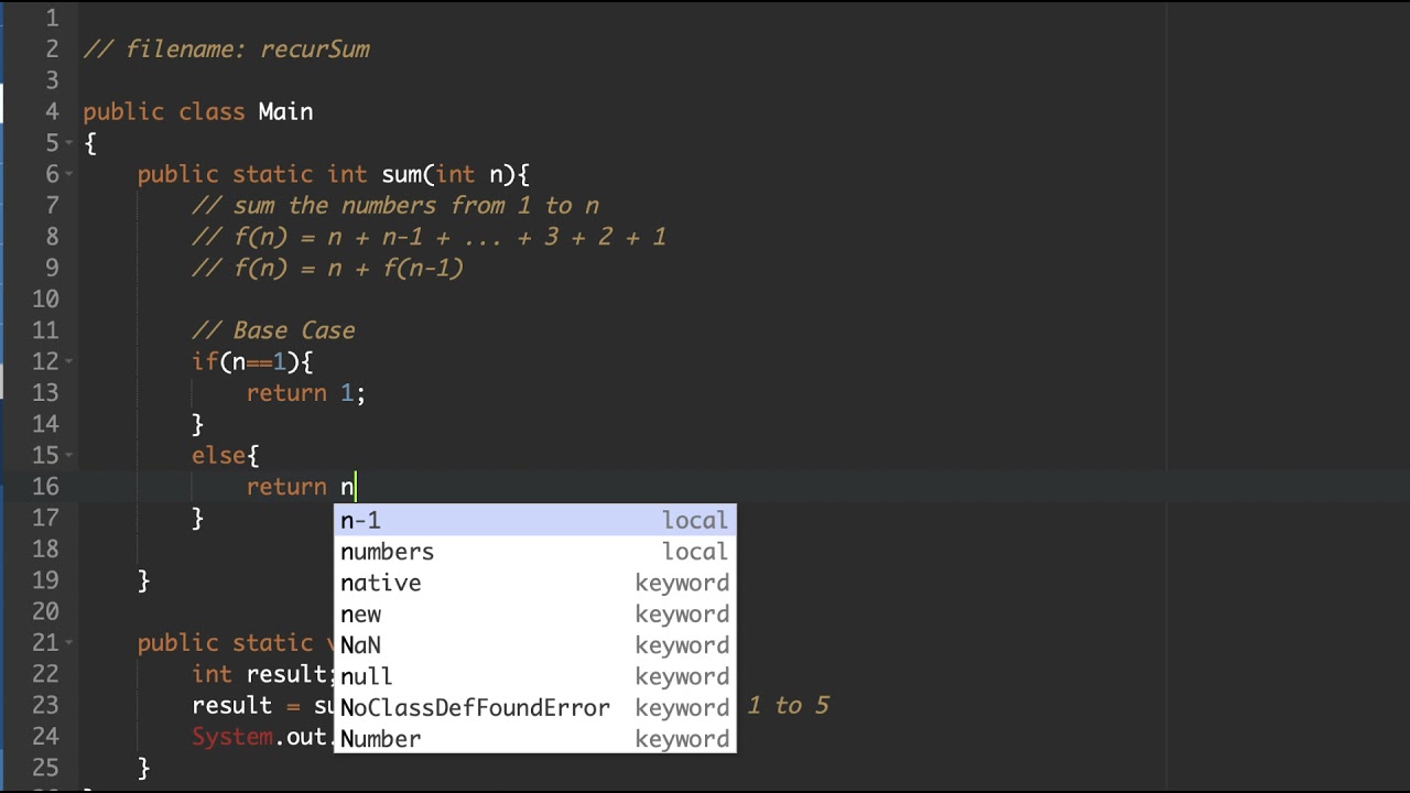 Java Methods Lesson 08) Recursive Sum / Factorial