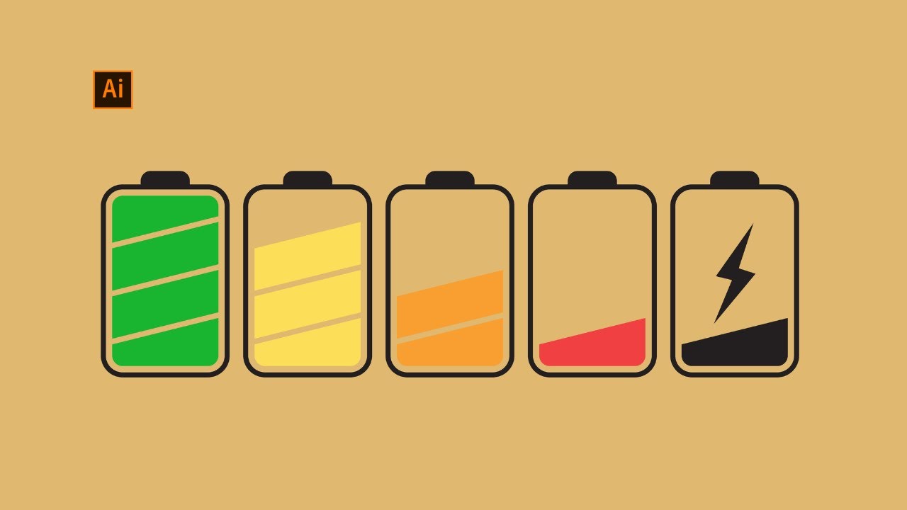 How to Draw Vector Battery Icons in Adobe Illustrator || Graphic Design Tutorials For Beginners