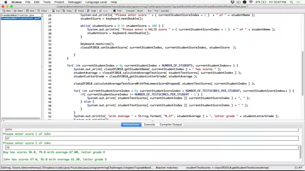 7.9. (Part 2) Grade Book Modification - Java