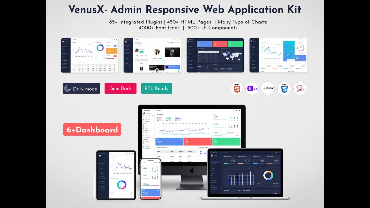 Semidark Bootstrap 4 Admin Templates with Responsive Admin Dashboard – VenusX