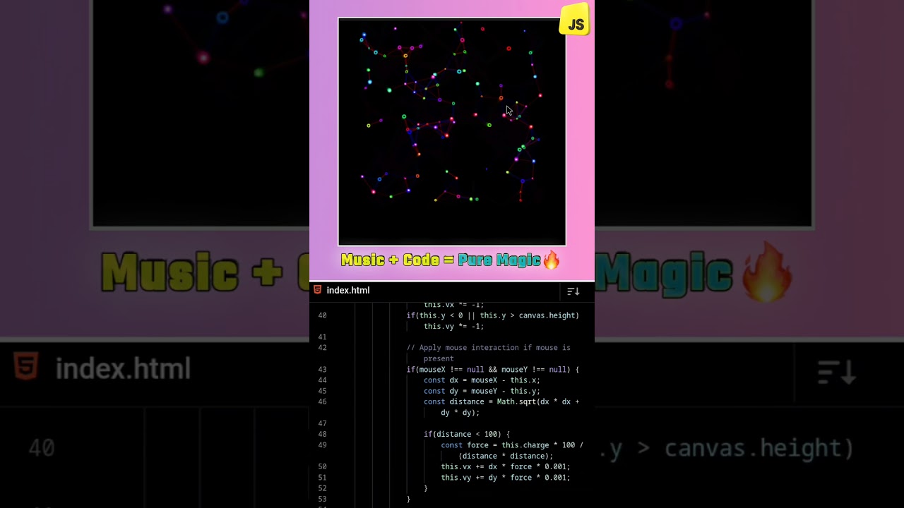 JavaScript Magnetic Particles Animation That Reacts to Your Mouse! 🔥 #shorts