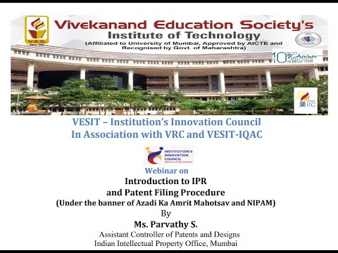 Introduction to IPR and Patent Filing Procedure | VESIT IIC In Association with VRC and VESIT IQAC