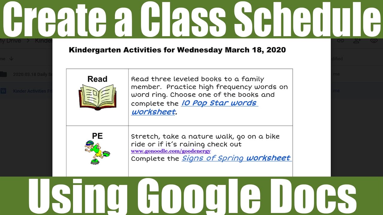 Create A Class Schedule Using Google Docs