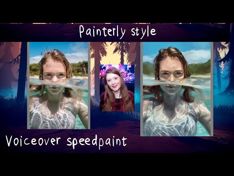 Painterly style digital art Photoshop speedpaint with voiceover. How to paint with a reference.
