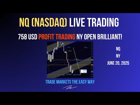 Trading NQ Futures NASDAQ CFD 758 USD Profit Trading NY Open  | Easy Set Up |  2  Targets Hit