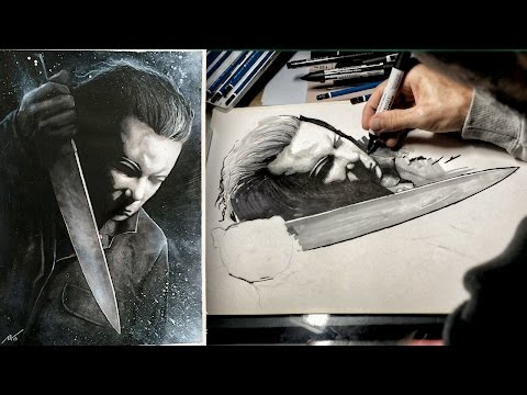 Drawing Time Lapse: Michael Myers - Halloween