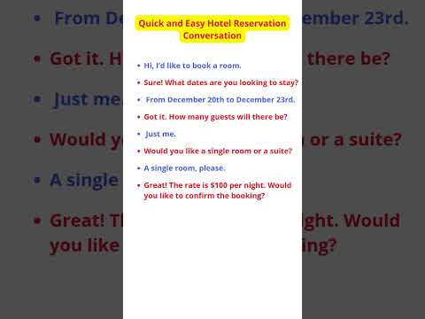 Quick and Easy Hotel Reservation Conversation | Learn english