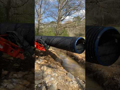 Kioti DK4710se installing culvert pipe. #homestead #farm #farming #diy #offgrid #tractor